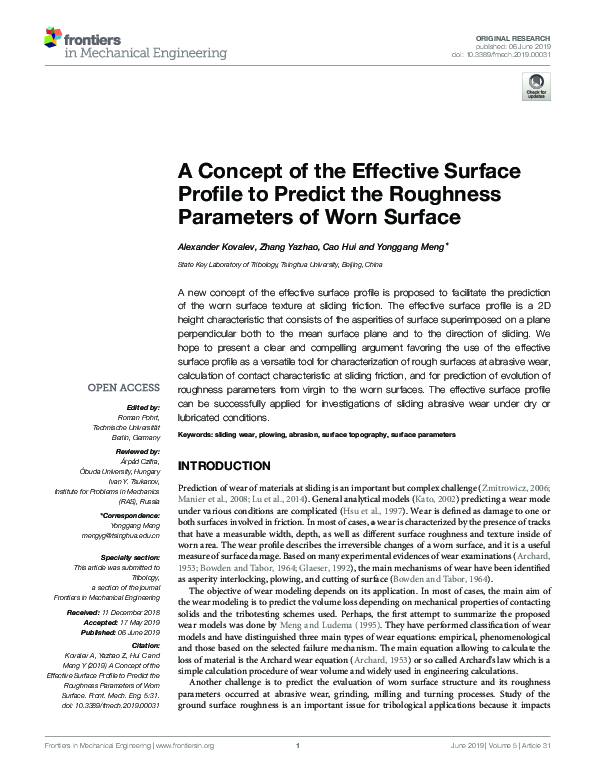 (PDF) A Concept of the Effective Surface Profile to Predict the ...