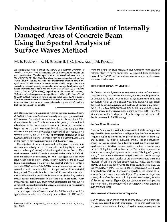 (PDF) Nondestructive Identification of Internally Damaged Areas of Concrete Beam Using the ...