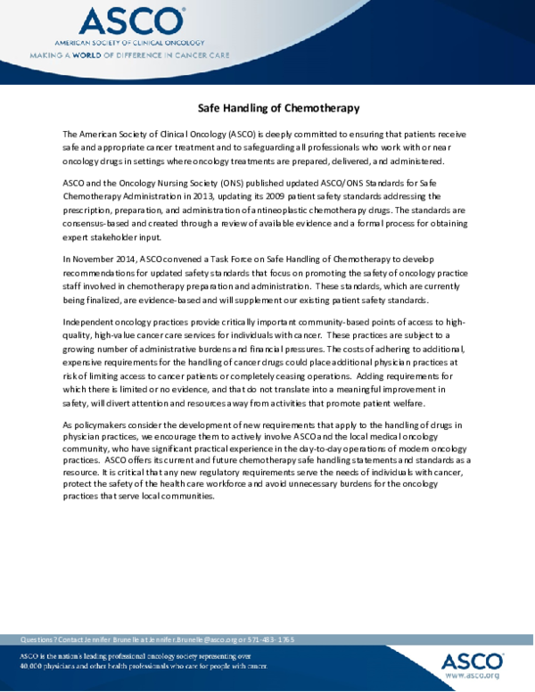 (PDF) Safe handling of chemotherapy