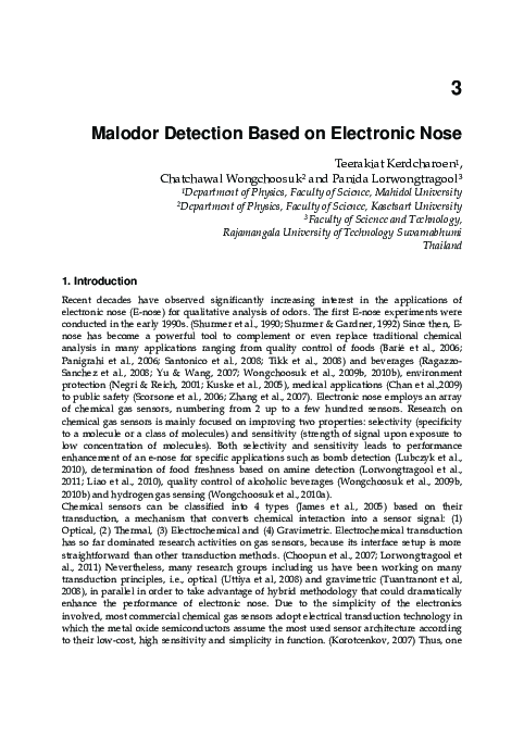 (PDF) Malodor Detection Based on Electronic Nose