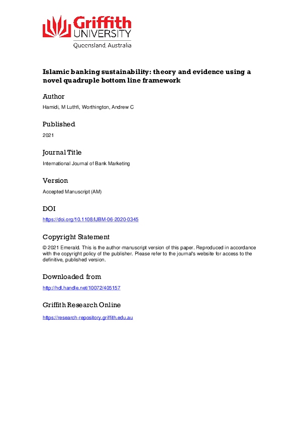 (PDF) Islamic banking sustainability: theory and evidence using a novel ...