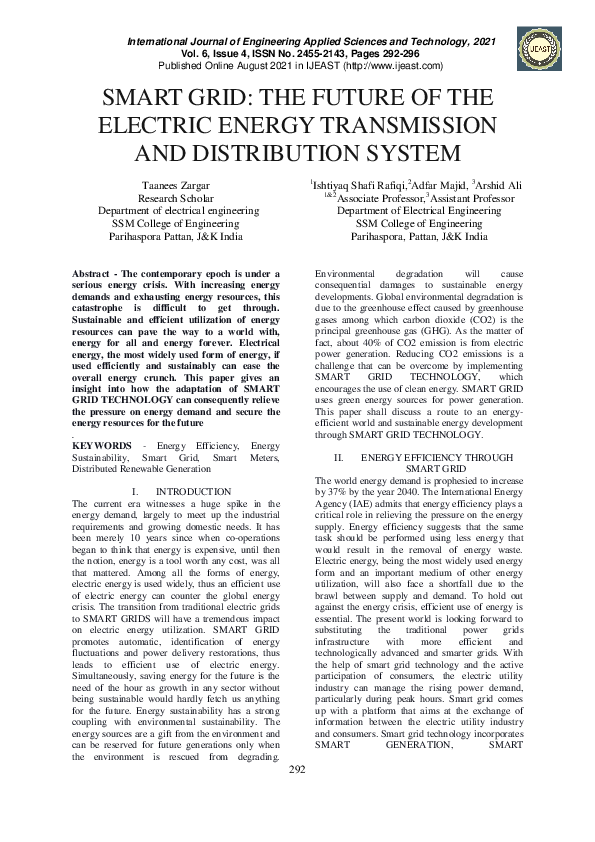 (PDF) Smart Grid: The Future of the Electric Energy Transmission and ...