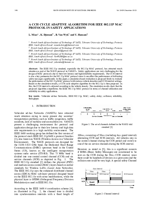 Pdf A Cch Cycle Adaptive Algorithm For Ieee 80211 P Mac Protocol In Safety Applications