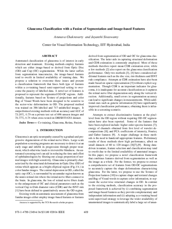 Pdf Glaucoma Classification With A Fusion Of Segmentation And Image Based Features