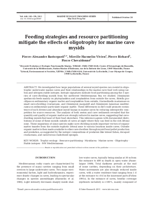 (PDF) Feeding strategies and resource partitioning ­mitigate the ...