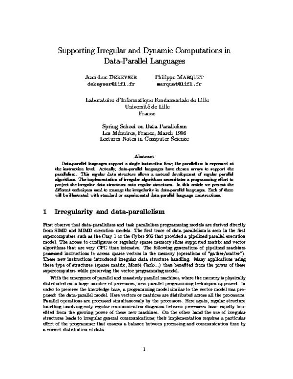 Pdf Supporting Irregular And Dynamic Computations In Data Parallel