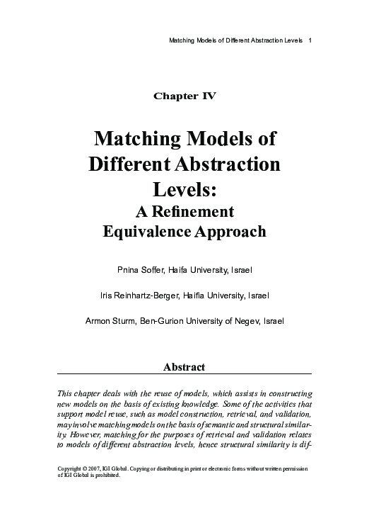 Pdf Matching Models Of Different Abstraction Levels A Refinement