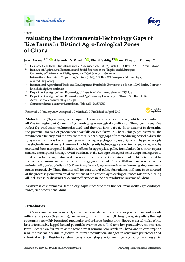 (PDF) Evaluating the Environmental-Technology Gaps of Rice Farms in ...