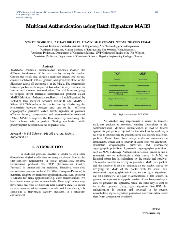 Pdf Multicast Authentication Using Batch Signature Mabs