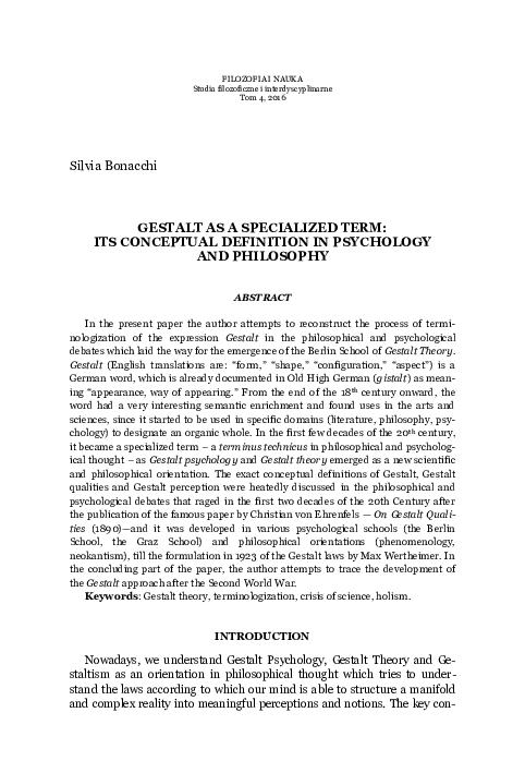 (PDF) Gestalt as a specialized term: its conceptual definition in ...