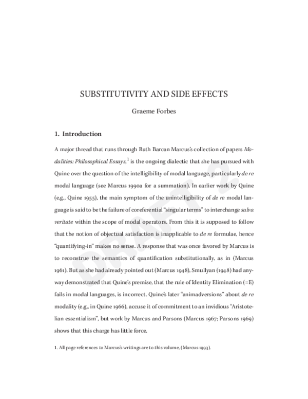 (PDF) Substitutivity and Side Effects