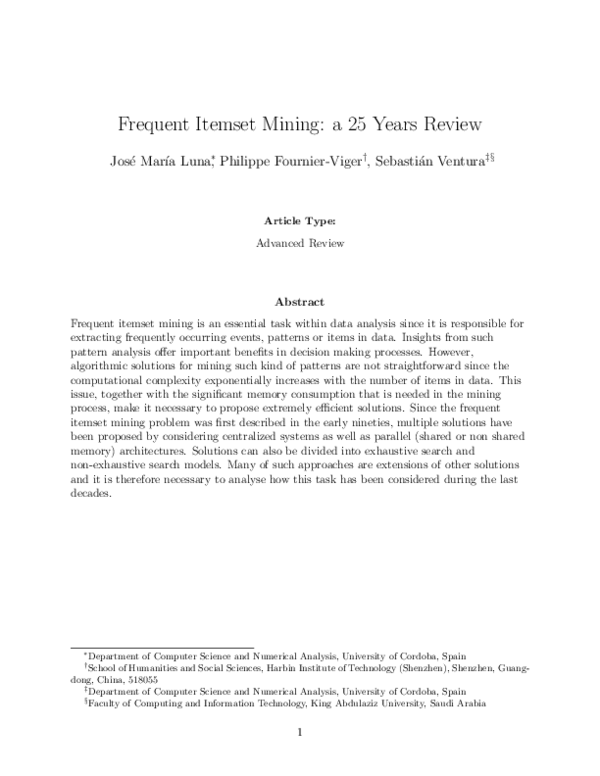 (PDF) Frequent itemset mining: A 25 years review