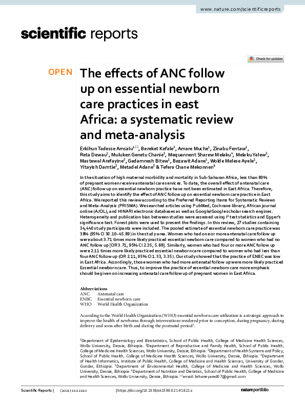 (PDF) The effects of ANC follow up on essential newborn care practices ...