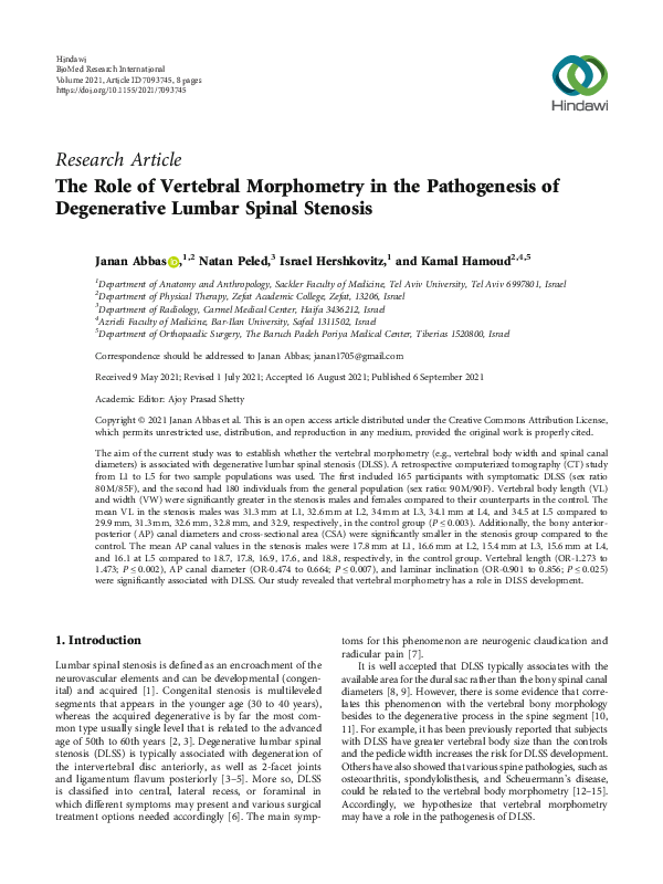 (PDF) The Role of Vertebral Morphometry in the Pathogenesis of ...