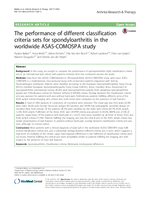 (PDF) The performance of different classification criteria sets for ...