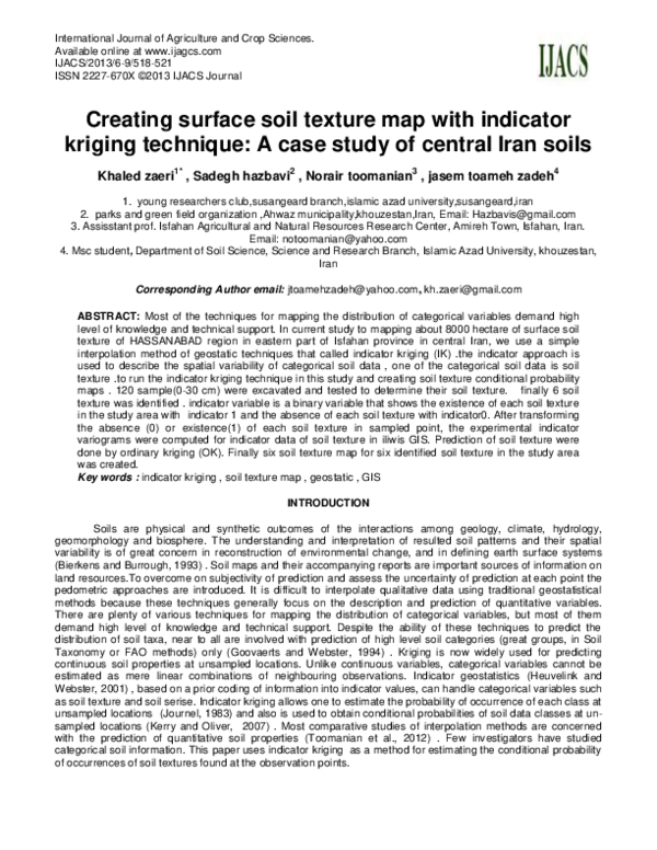 (PDF) Creating Surface Soil Texture Map with Indicator Kriging Technique: A Case Study of ...