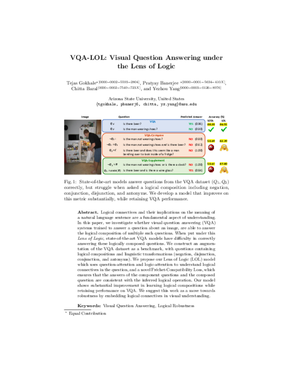(PDF) VQA-LOL: Visual Question Answering under the Lens of Logic