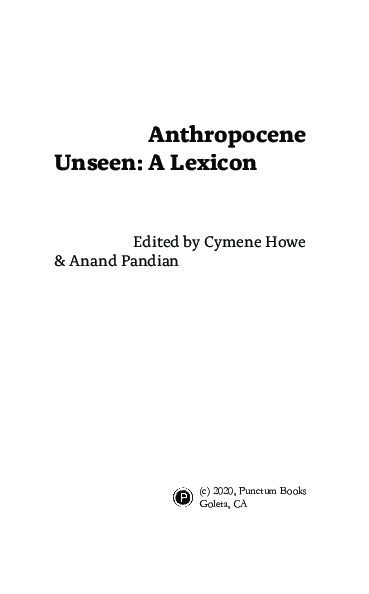 (PDF) Anthropocene Unseen: A Lexicon
