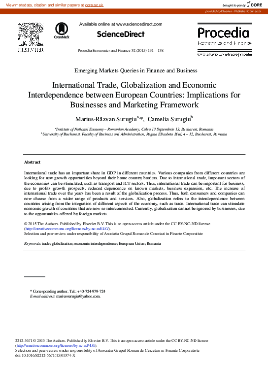 (PDF) International Trade, Globalization and Economic Interdependence ...