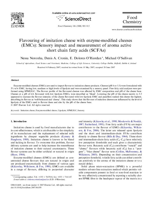 (PDF) Flavouring of imitation cheese with enzyme-modified cheeses (EMCs ...