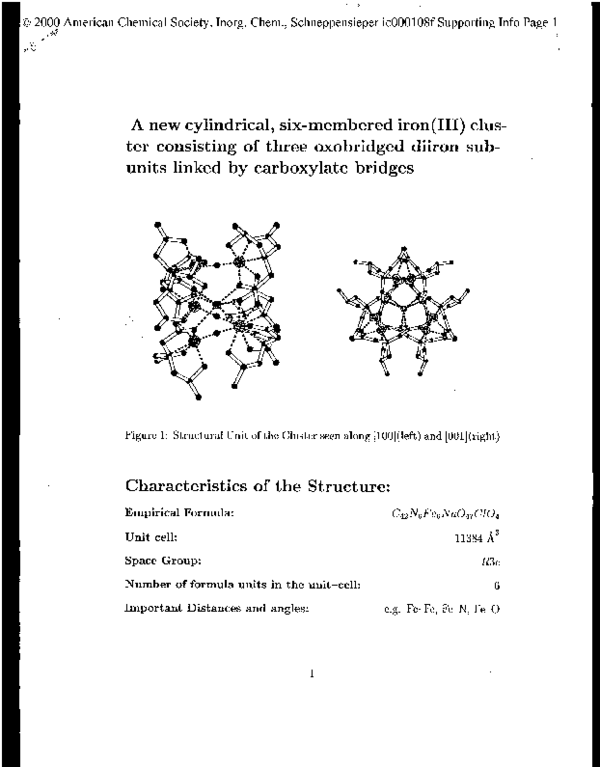 (PDF) A New Cylindrical, Six-Membered Iron(III) Inclusion Cluster ...