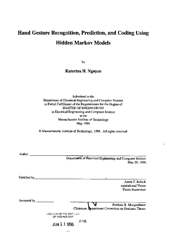 Pdf Hand Gesture Recognition Prediction And Coding Using Hidden