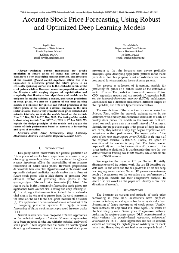 (PDF) Accurate Stock Price Forecasting Using Robust and Optimized Deep ...
