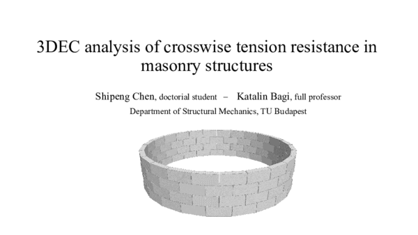(PDF) 3DEC analysis of crosswise tension resistance in masonry structures
