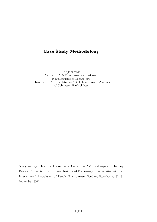 (PDF) Case Study Methodology