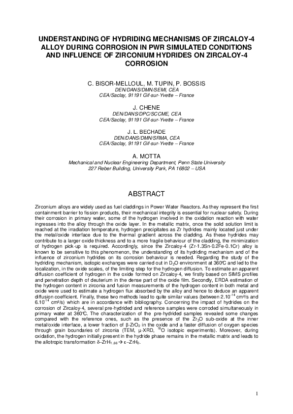 (PDF) Understanding of Hybriding Mechanisms of Zircaloy-4 Alloy during ...