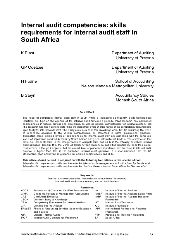 (PDF) Internal audit competencies : skills requirements for internal ...