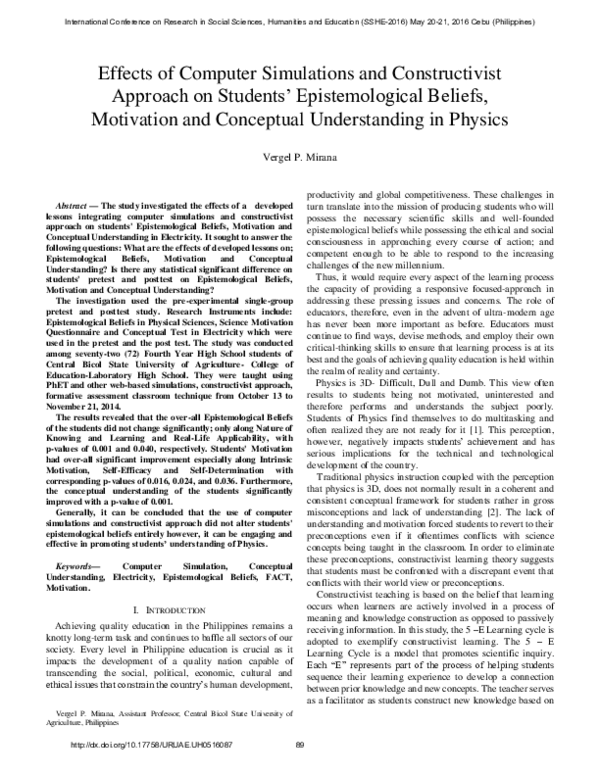 (PDF) Effects of Computer Simulations and Constructivist Approach on Students ’ Epistemological ...