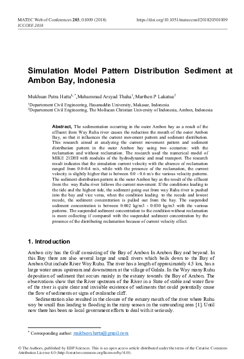 (PDF) Simulation Model Pattern Distribution Sediment at Ambon Bay ...