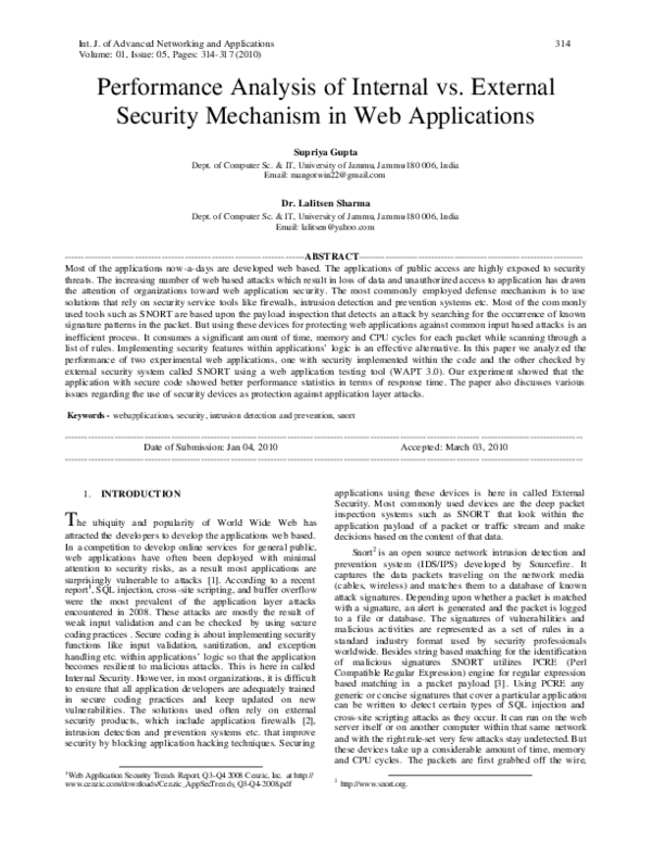 (PDF) Performance Analysis of Internal vs. External Security Mechanism ...