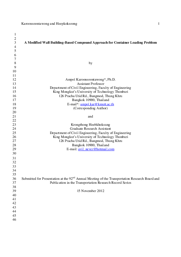 (PDF) A Modified Wall Building-Based Compound Approach for Container ...
