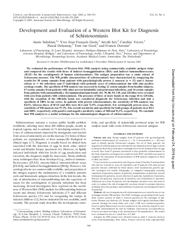 (PDF) Development and Evaluation of a Western Blot Kit for Diagnosis of ...
