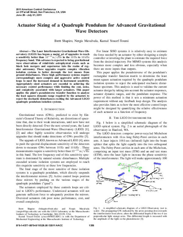 (PDF) Actuator sizing of a quadruple pendulum for advanced ...