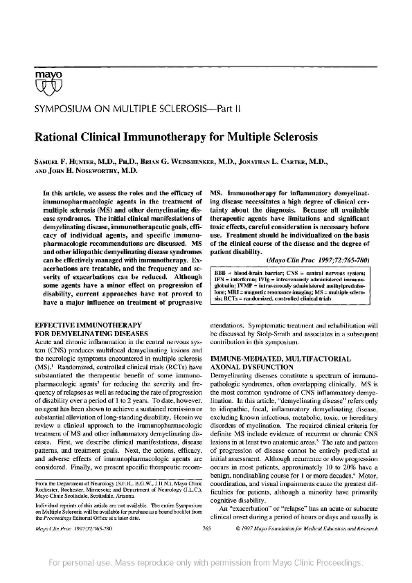 (PDF) Rational clinical immunotherapy for multiple sclerosis