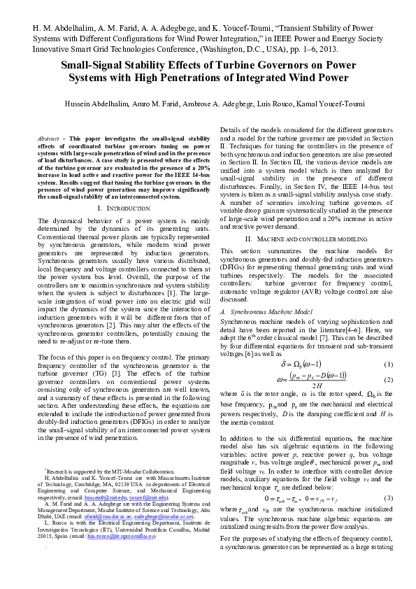(PDF) Small-signal stability effects of turbine governors on power systems with high ...