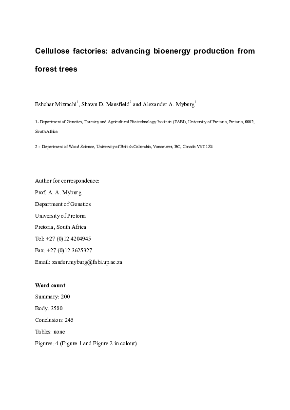 (PDF) Cellulose factories: advancing bioenergy production from forest trees