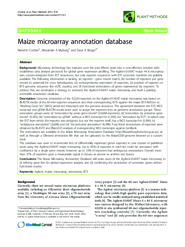 (PDF) Maize microarray annotation database
