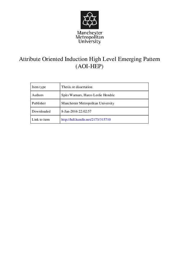 (PDF) Attribute Oriented Induction High Level Emerging Pattern (AOI-HEP)