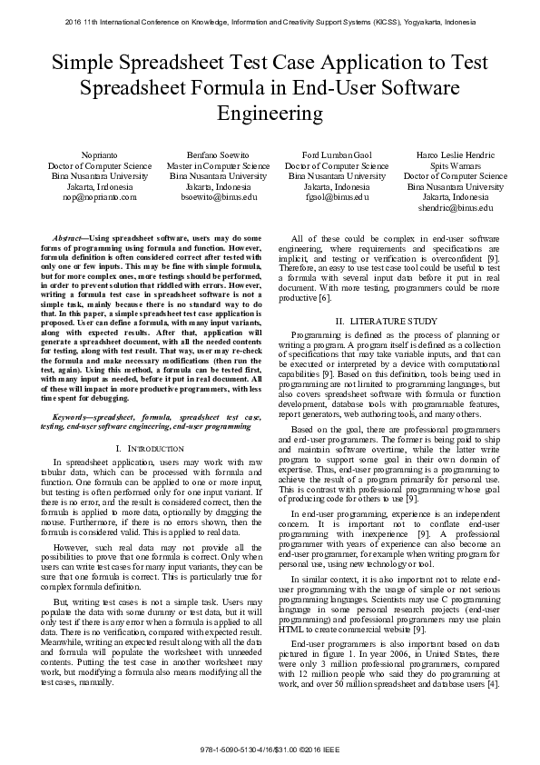 (PDF) Simple spreadsheet test case application to test spreadsheet ...