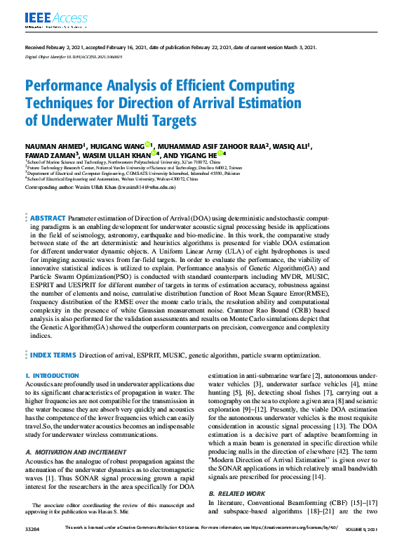 (PDF) Performance Analysis of Efficient Computing Techniques for Direction of Arrival Estimation ...