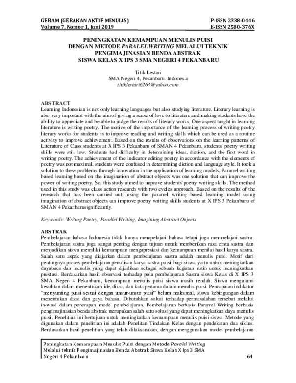 (PDF) Peningkatan Kemampuan Menulis Puisi Dengan Metode Pembelajaran Kooperatif Co-Op Co-Op Pada ...