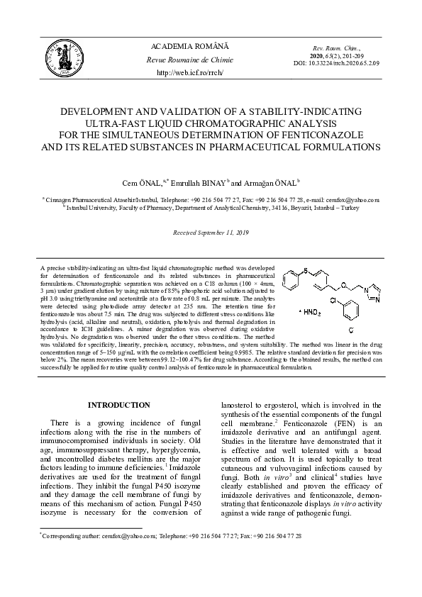 (PDF) Development and validation of a stability-indicating ultra-fast liquid chromatographic ...