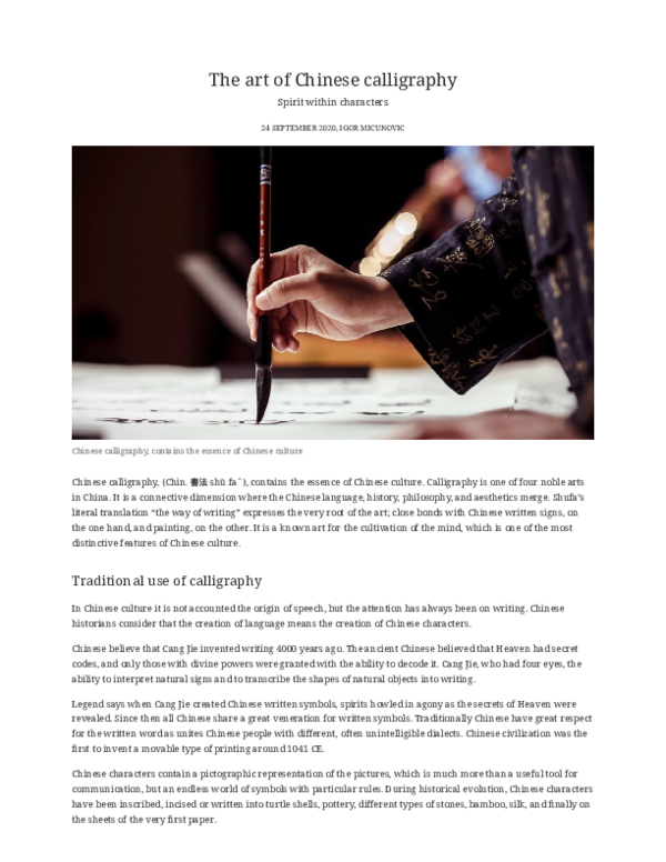 (PDF) The art of Chinese calligraphy - Spirit within characters (Wall ...