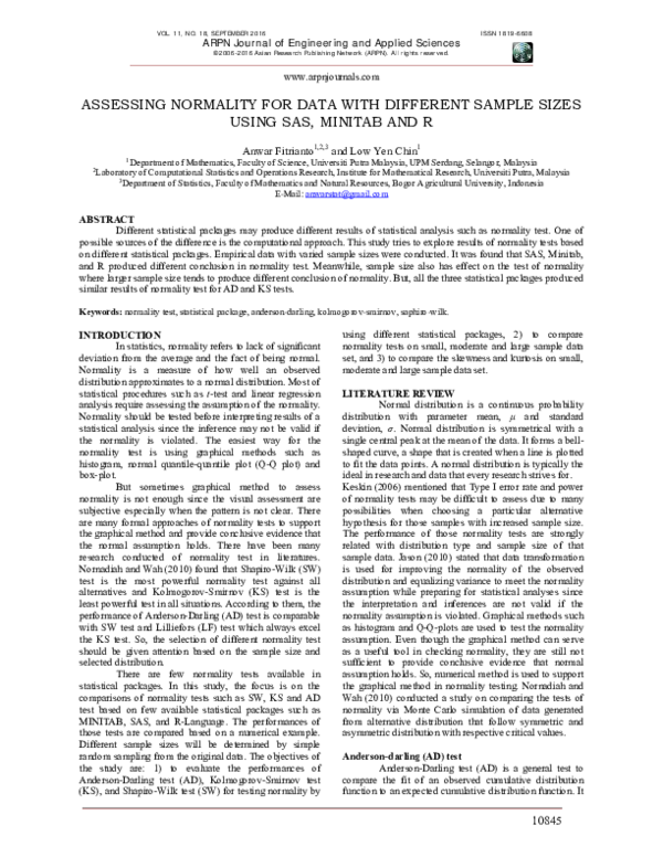 (PDF) Asessing Normality for Data with Different Sample Sizes Using Sas ...