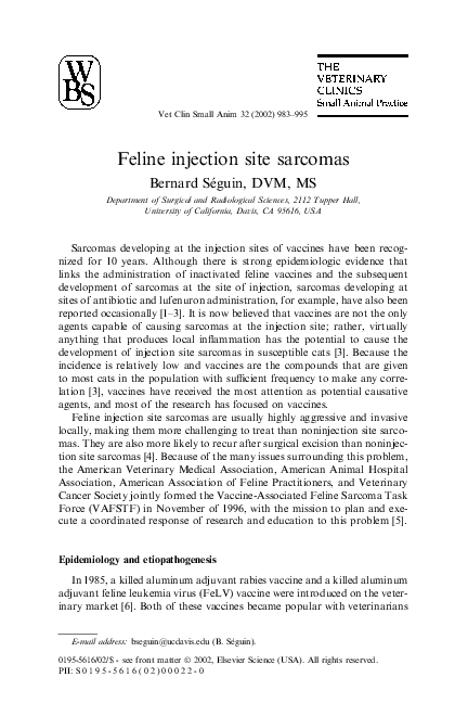 (PDF) Feline injection site sarcomas