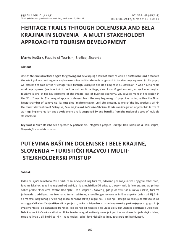 (PDF) Heritage trails through Dolenjska and Bela Krajina in Slovenia: A ...